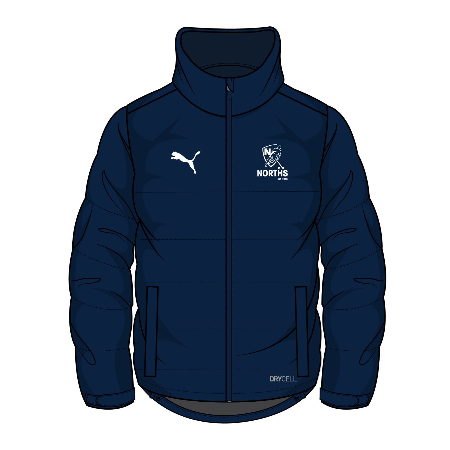 Puma liga padded jacket - navy - Norths Hockey - Sportsclique Shop