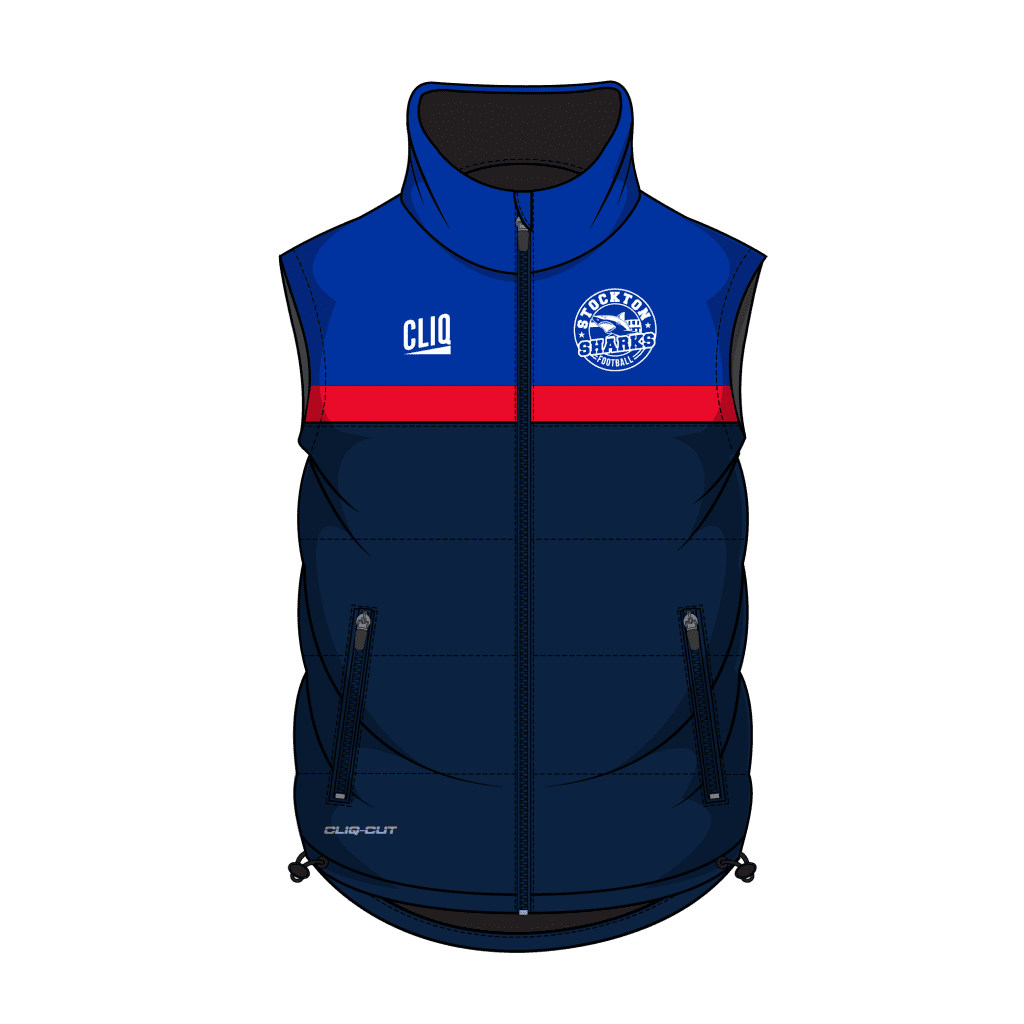 "CUSTOM allow 6 weeks delivery" Cliq Padded Vest - Stockton Sharks ...