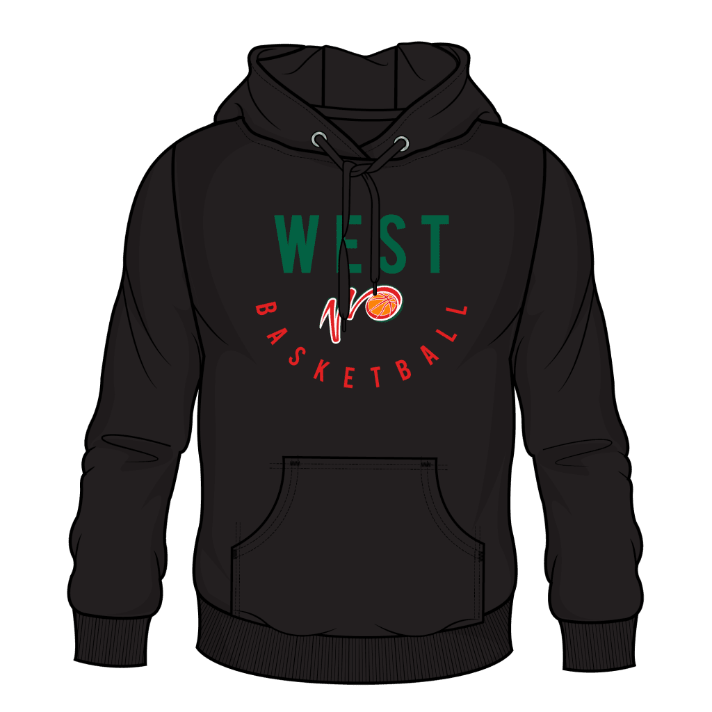 WEST adults BLACK hoody green/red LOGO - Sportsclique Shop