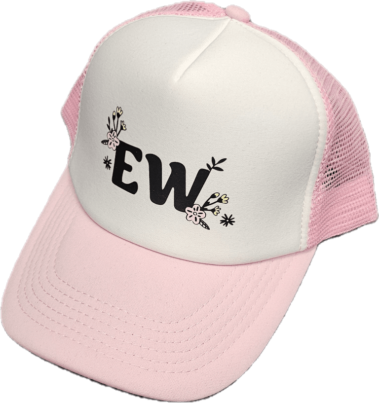 White/Pink TRUCKER Cap HEAT SEAL LOGO one size - Emma's Warriors ...
